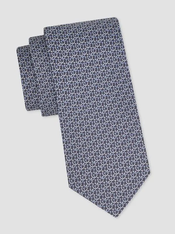 FERRAGAMO Cerchio Silk Tie - Grigio
