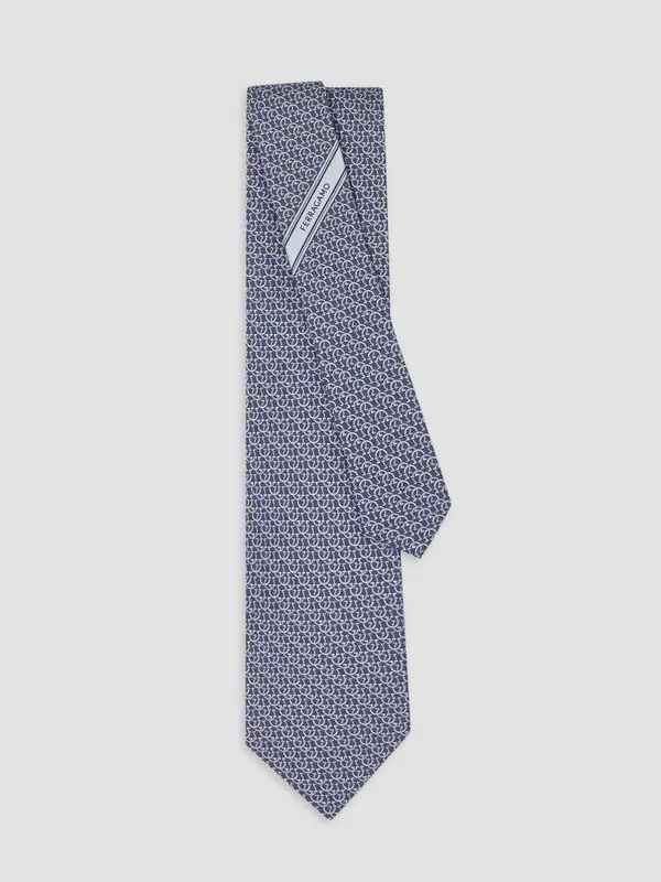 FERRAGAMO Cerchio Silk Tie - Grigio