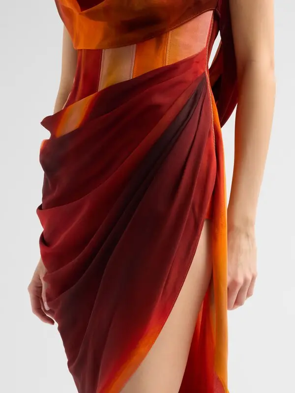 LAQUAN SMITH Draped Asymmetric Corset-style Midi-dress - Multi
