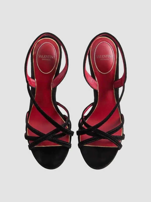Valentino Garavani Fetishique Velvet 105mm Sandals - Black