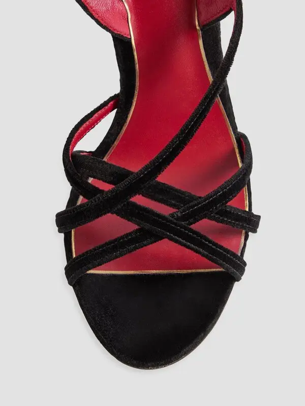 Valentino Garavani Fetishique Velvet 105mm Sandals - Black