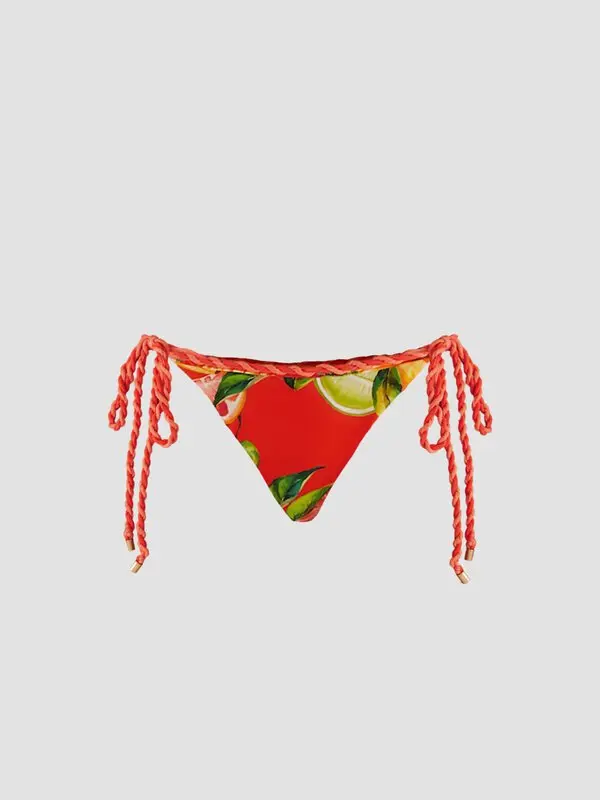 Farm Rio Fruit Tie Bikini Bottom - Red