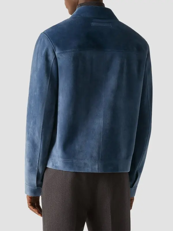Zegna Suede Blouson Jacket - Light Blue