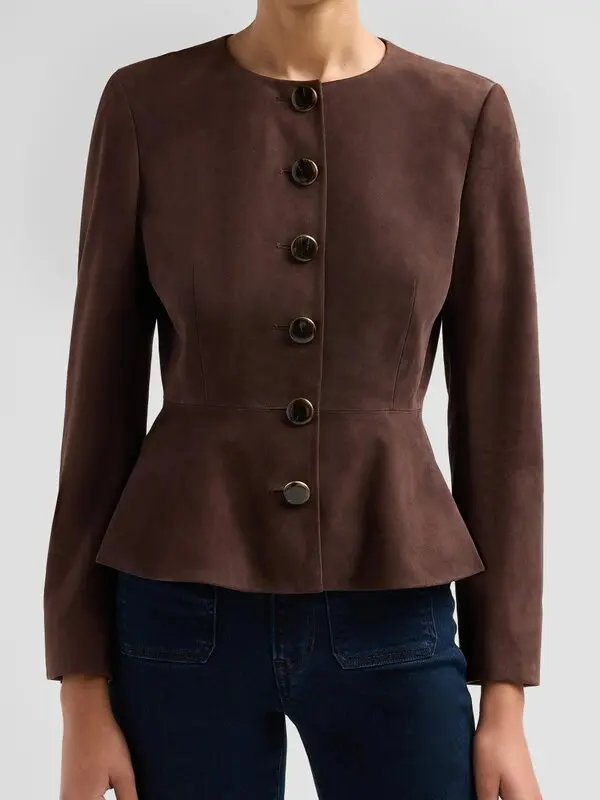 Veronica Beard Quinn Suede Peplum Jacket