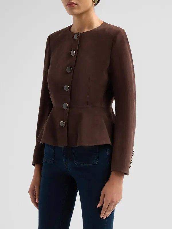 Veronica Beard Quinn Suede Peplum Jacket