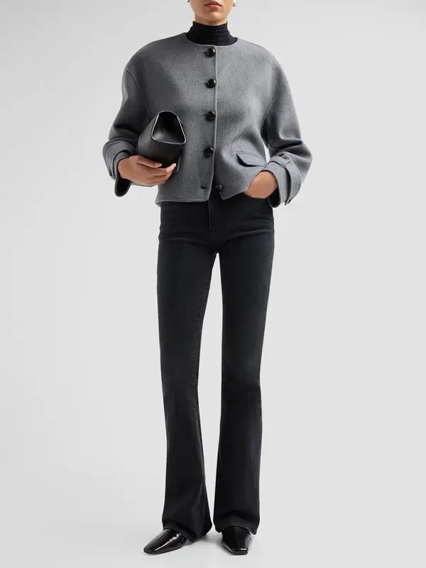 Veronica Beard Elaris Virgin Wool-blend Crop Jacket - Medium Heather Grey