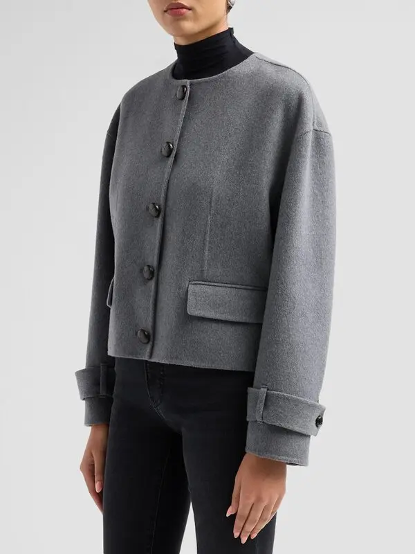 Veronica Beard Elaris Virgin Wool-blend Crop Jacket - Medium Heather Grey