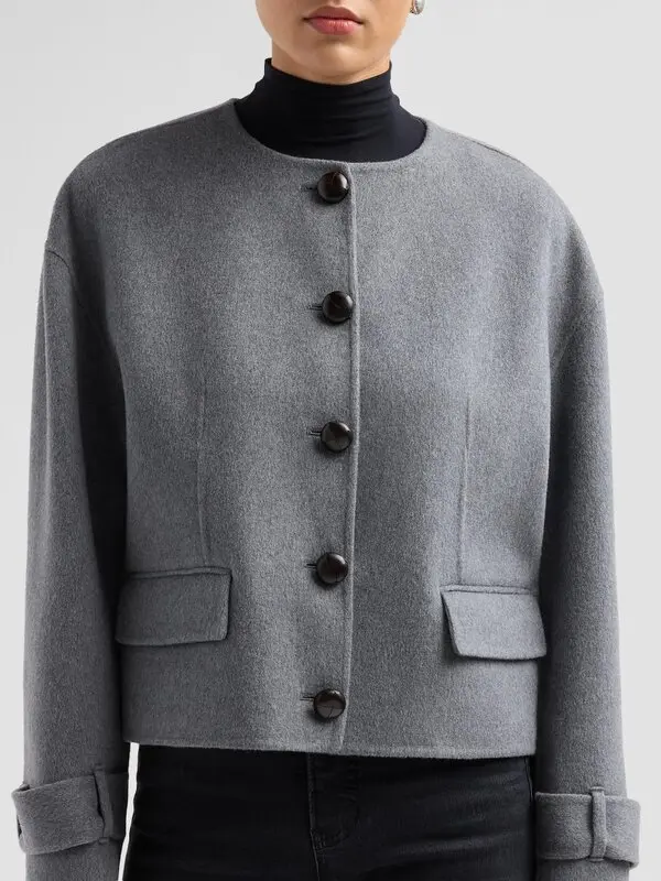 Veronica Beard Elaris Virgin Wool-blend Crop Jacket - Medium Heather Grey