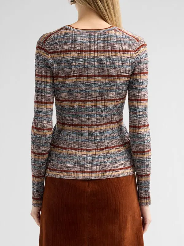 Veronica Beard Calliope Striped Ribbed-knit V-neck Cardigan