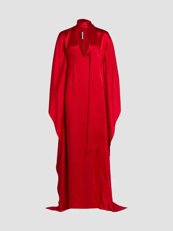 LAQUAN SMITH Satin Caftan-sleeve Gown
