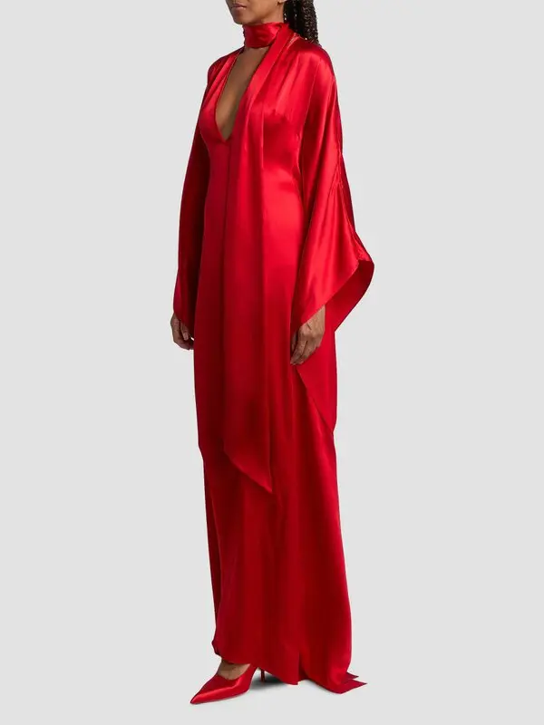LAQUAN SMITH Satin Caftan-sleeve Gown
