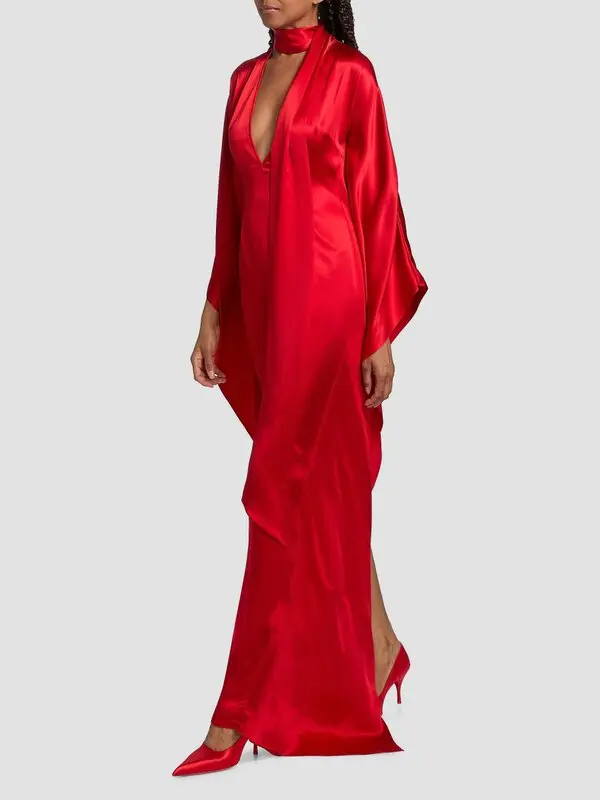 LAQUAN SMITH Satin Caftan-sleeve Gown