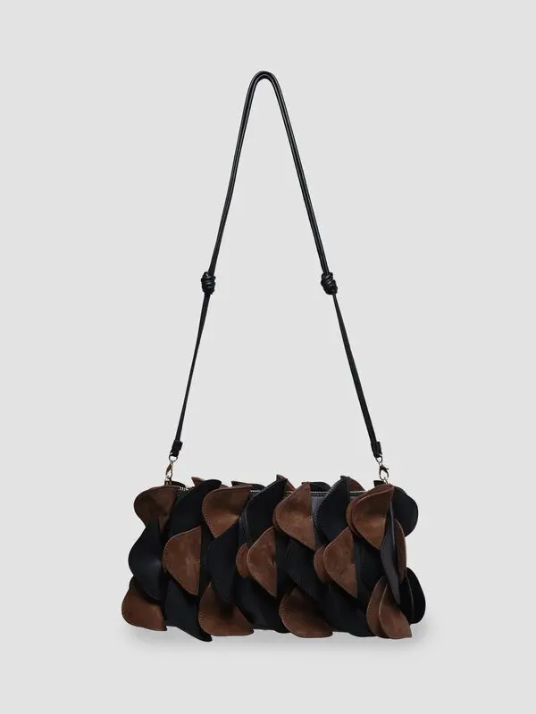 Farm Rio Leather & Suede Flower Clutch Bag