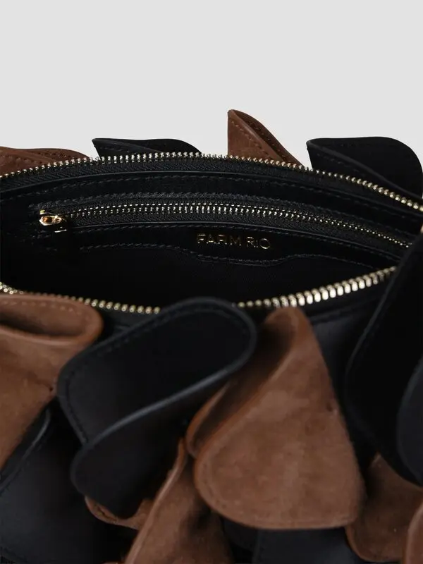 Farm Rio Leather & Suede Flower Clutch Bag
