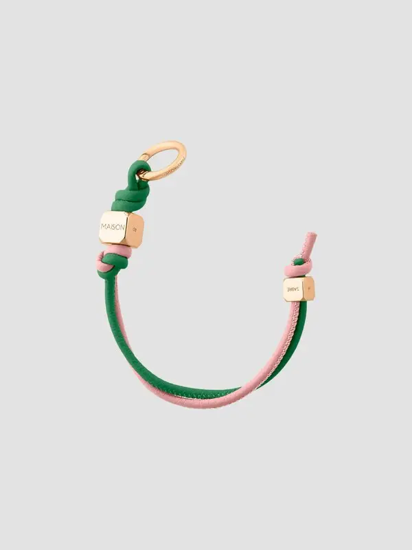 MAISON DE SABRE Leather Wristlet Charm - Emerald Lily