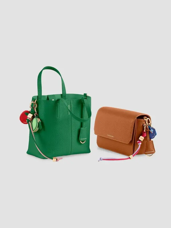MAISON DE SABRE Leather Wristlet Charm - Emerald Lily