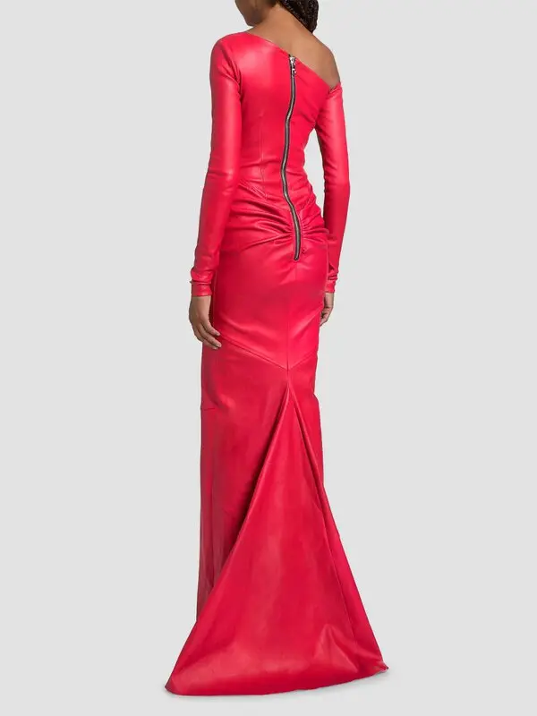 LAQUAN SMITH Leather Off-the-shoulder Gown