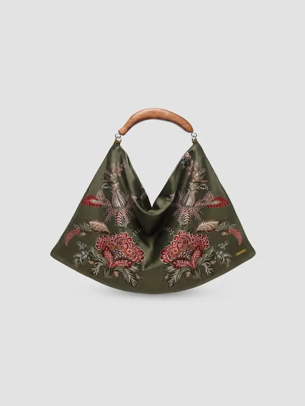 Farm Rio Scarf Large Hobo Bag - Green