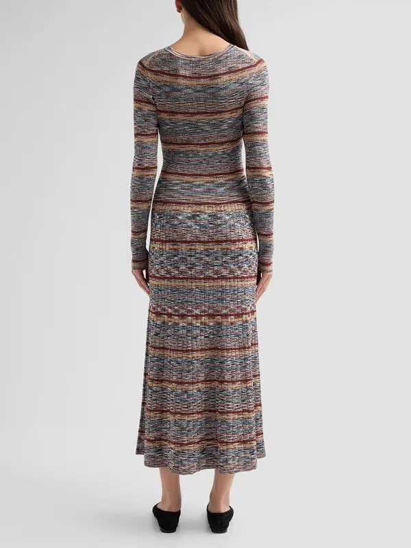 Veronica Beard Nami Striped Rib-knit Midi-dress
