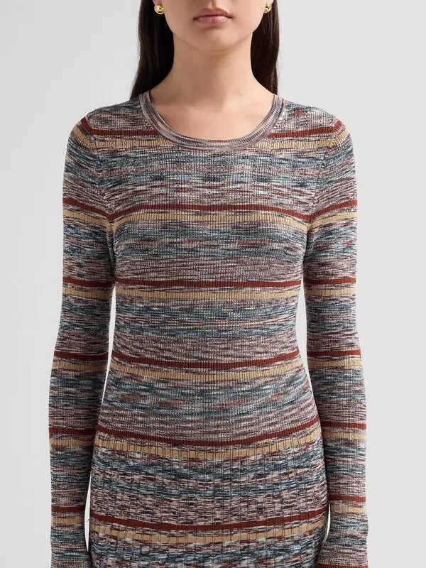 Veronica Beard Nami Striped Rib-knit Midi-dress