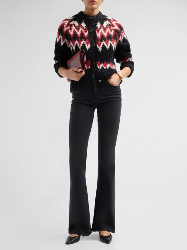 Veronica Beard Christina Fair Isle-inspired Cardigan - Black Multi