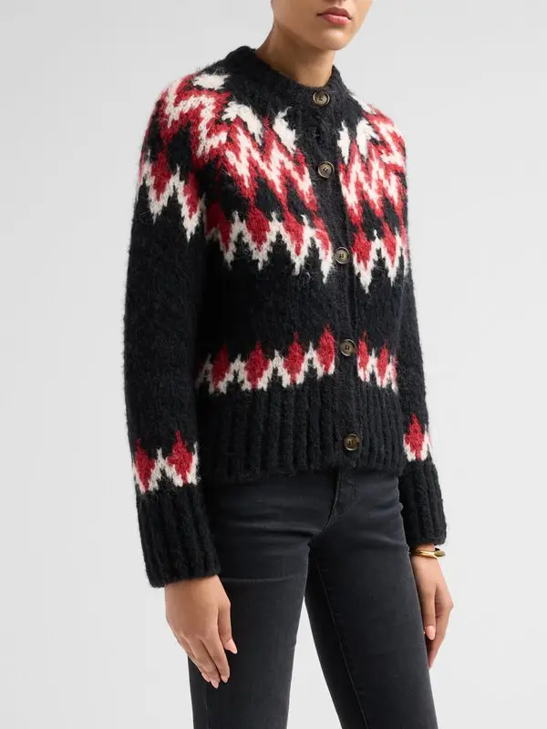 Veronica Beard Christina Fair Isle-inspired Cardigan - Black Multi