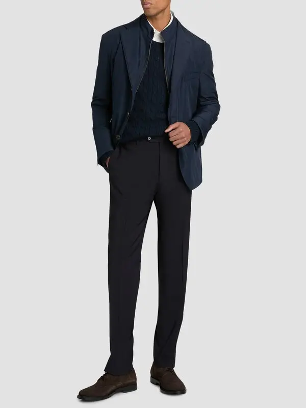 Corneliani Stretch-wool Straight-leg Pants - Navy