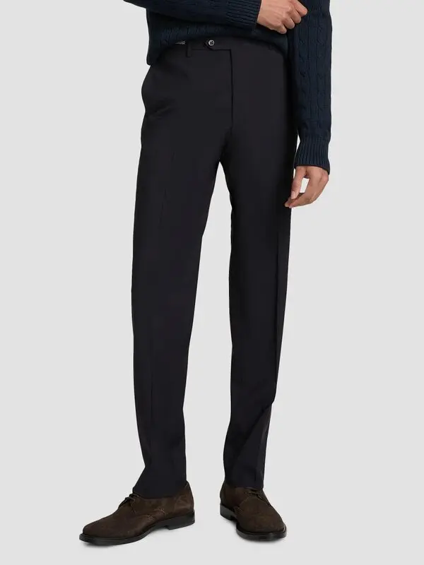 Corneliani Stretch-wool Straight-leg Pants - Navy