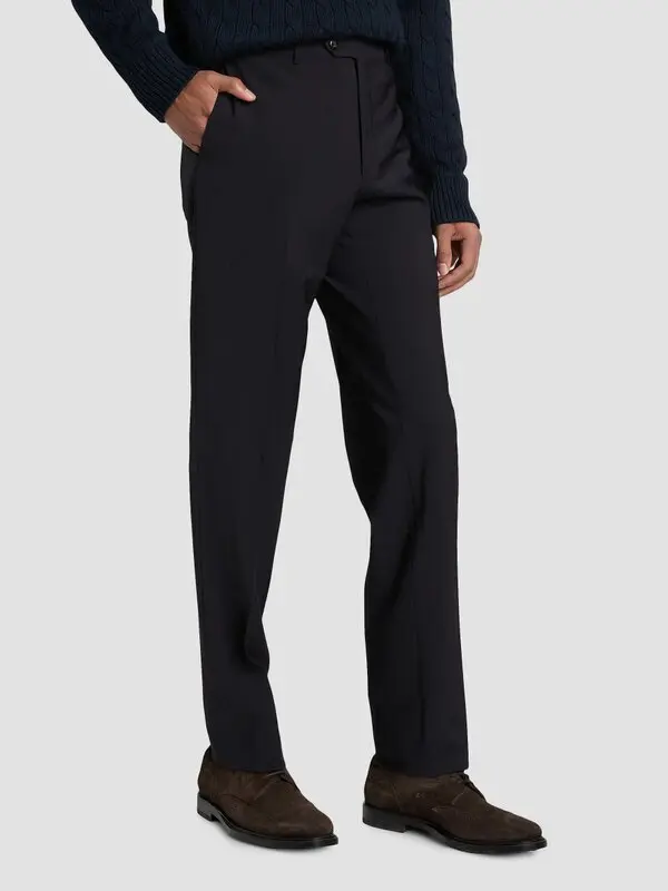 Corneliani Stretch-wool Straight-leg Pants - Navy