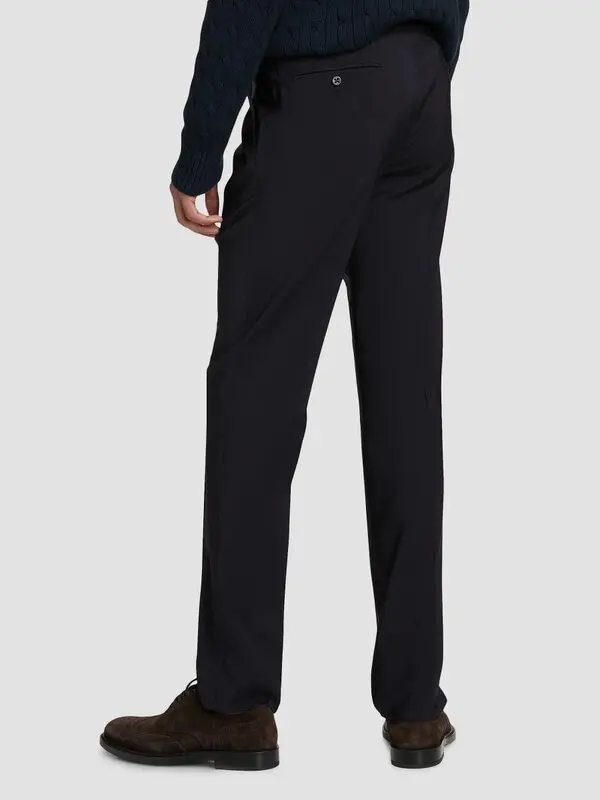 Corneliani Stretch-wool Straight-leg Pants - Navy
