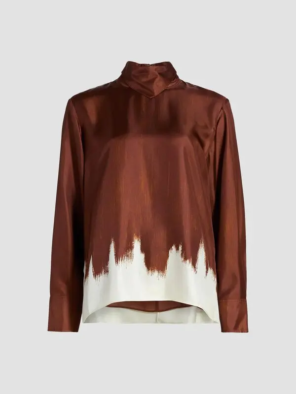 Proenza Schouler Mara Printed Silk Top - Sienna Multi