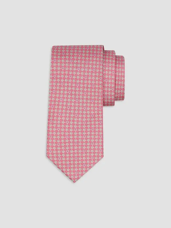 FERRAGAMO Turtles Print Silk Tie - Rosa