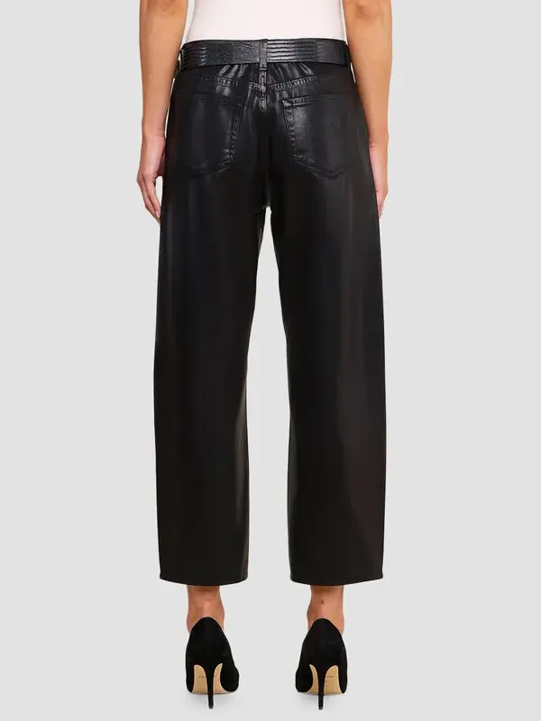 L'Agence Mallis Coated High-rise Barrel-leg Jeans