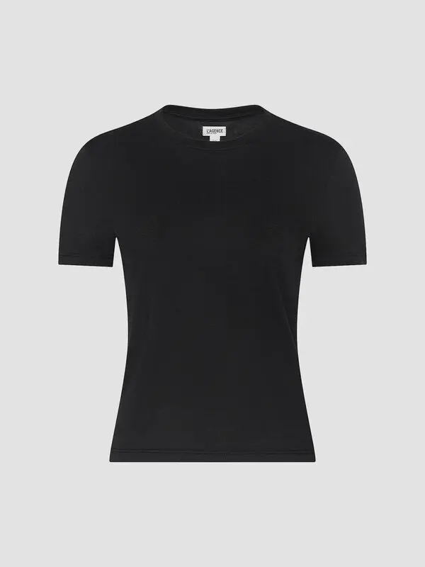 L'Agence Aileen Cotton Crewneck T-shirt - Black