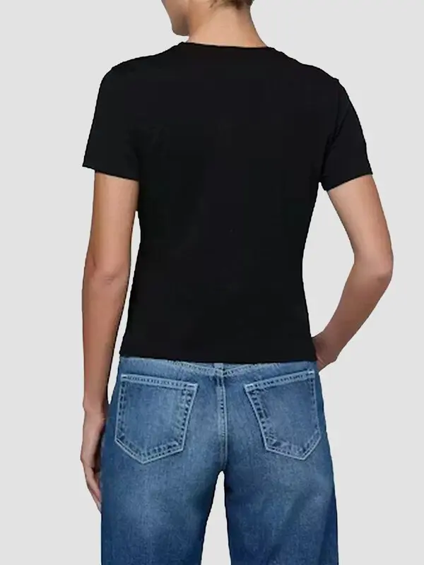 L'Agence Aileen Cotton Crewneck T-shirt - Black