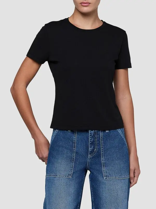 L'Agence Aileen Cotton Crewneck T-shirt - Black