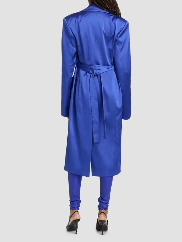 LAQUAN SMITH Peak-lapel Satin Evening Coat