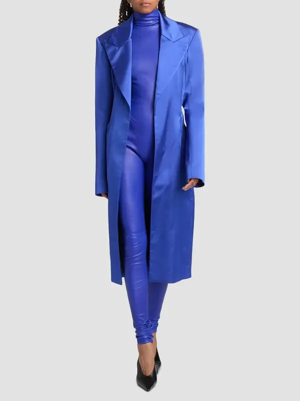 LAQUAN SMITH Peak-lapel Satin Evening Coat
