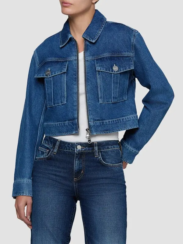 L'Agence Micah Oversized Crop Denim Jacket