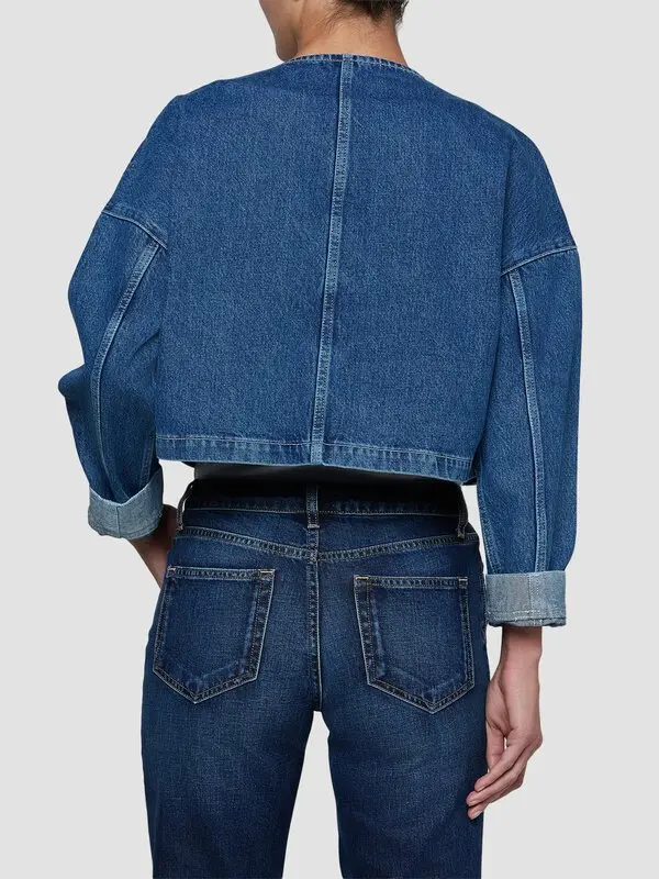 L'Agence Verona Collarless Denim Jacket