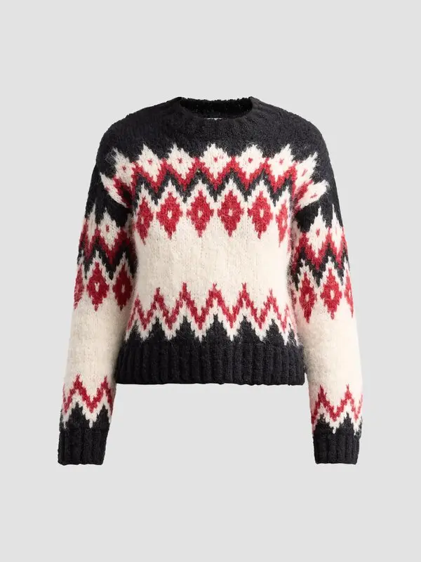 Veronica Beard Jessalyn Fair Isle-inspired Crewneck Sweater - Dove Multi