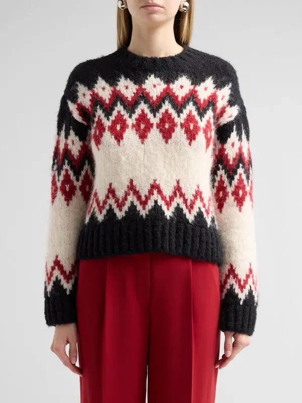 Veronica Beard Jessalyn Fair Isle-inspired Crewneck Sweater