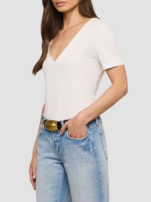 L'Agence Brianna V-neck Relaxed T-shirt - White