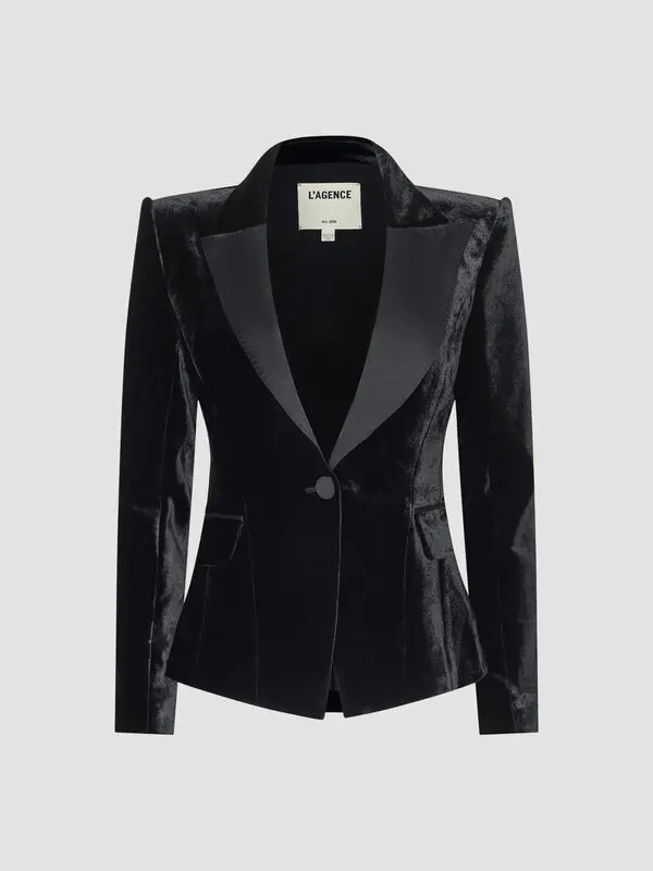 L'Agence Philippa Strong-shoulder Tuxedo Blazer
