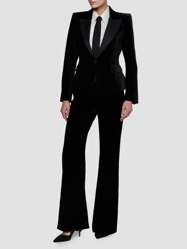 L'Agence Philippa Strong-shoulder Tuxedo Blazer