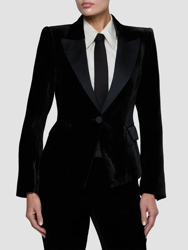 L'Agence Philippa Strong-shoulder Tuxedo Blazer