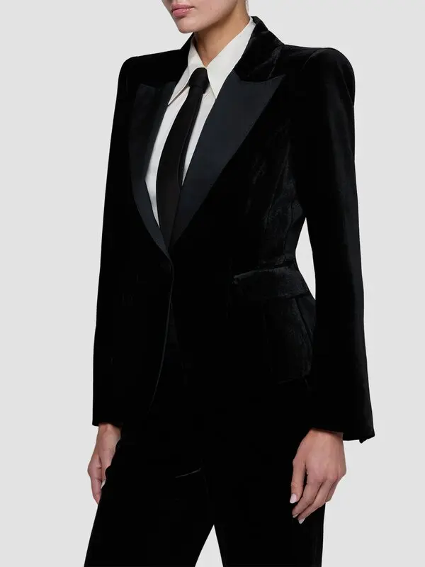 L'Agence Philippa Strong-shoulder Tuxedo Blazer