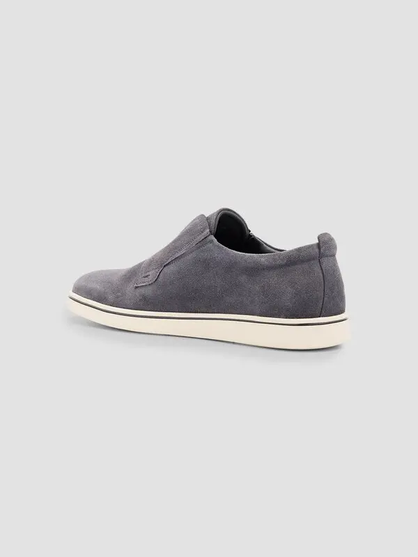 FERRAGAMO Alfie Suede Gancini-stamp Low-top Sneakers - Blue