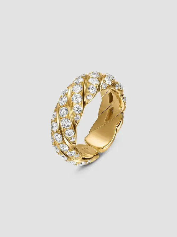 David Yurman Sculpted Cable Flex Band Ring In 18k Yellow Gold
