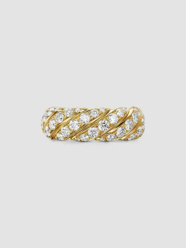 David Yurman Sculpted Cable Flex Band Ring In 18k Yellow Gold